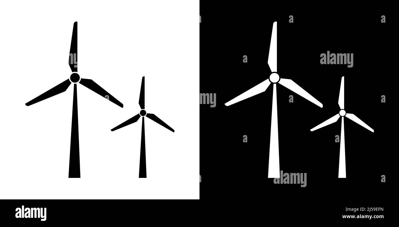 Windmill icons. Two-tone version on black and white background Stock ...