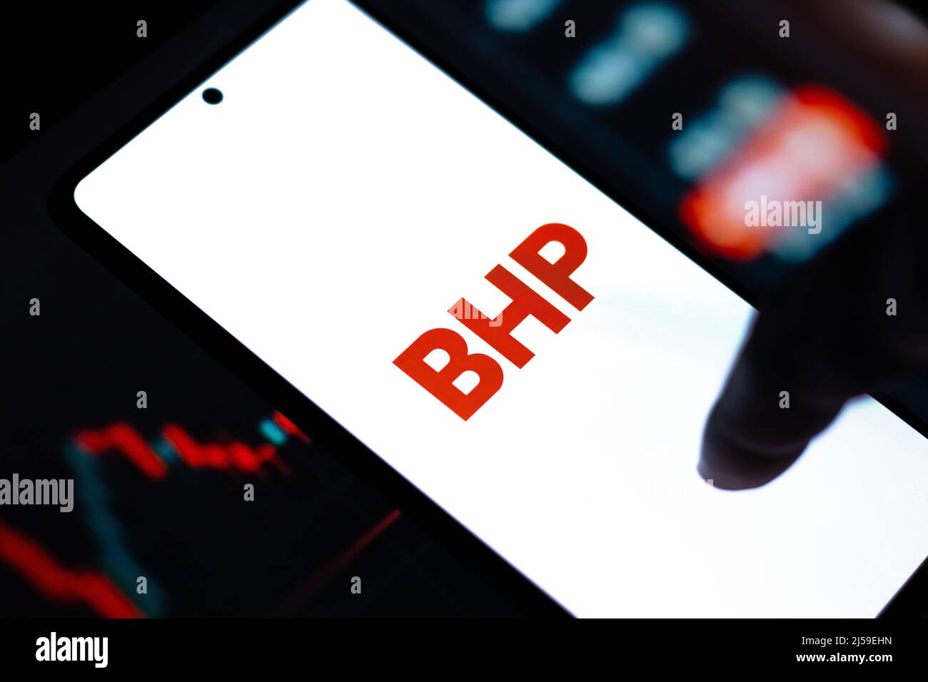 West Bangal, India - April 20, 2022 : BHP logo on phone screen stock ...