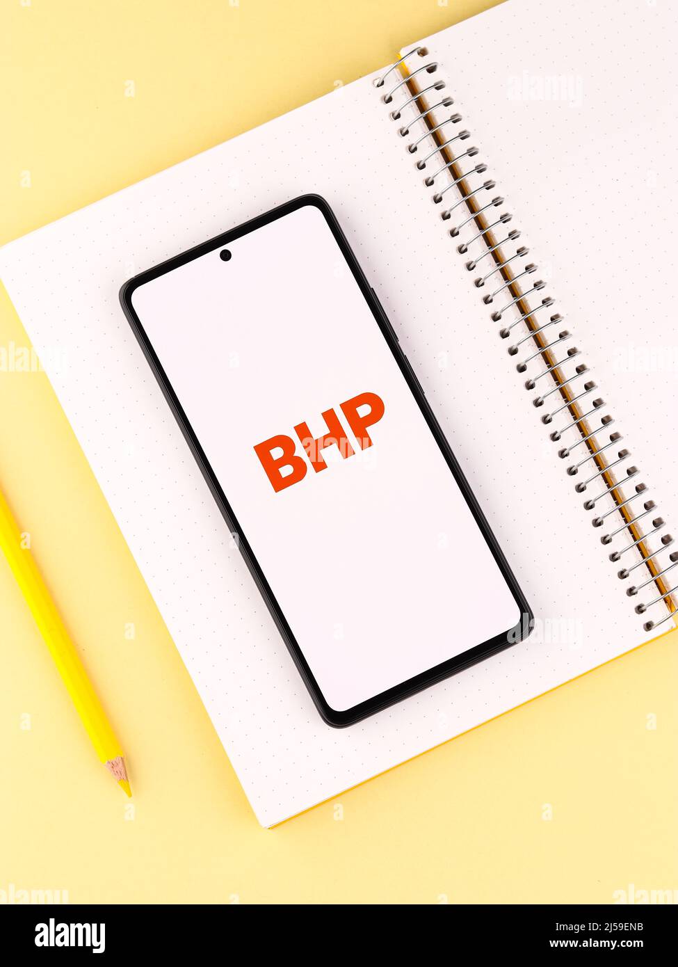 West Bangal, India - April 20, 2022 : BHP logo on phone screen stock ...