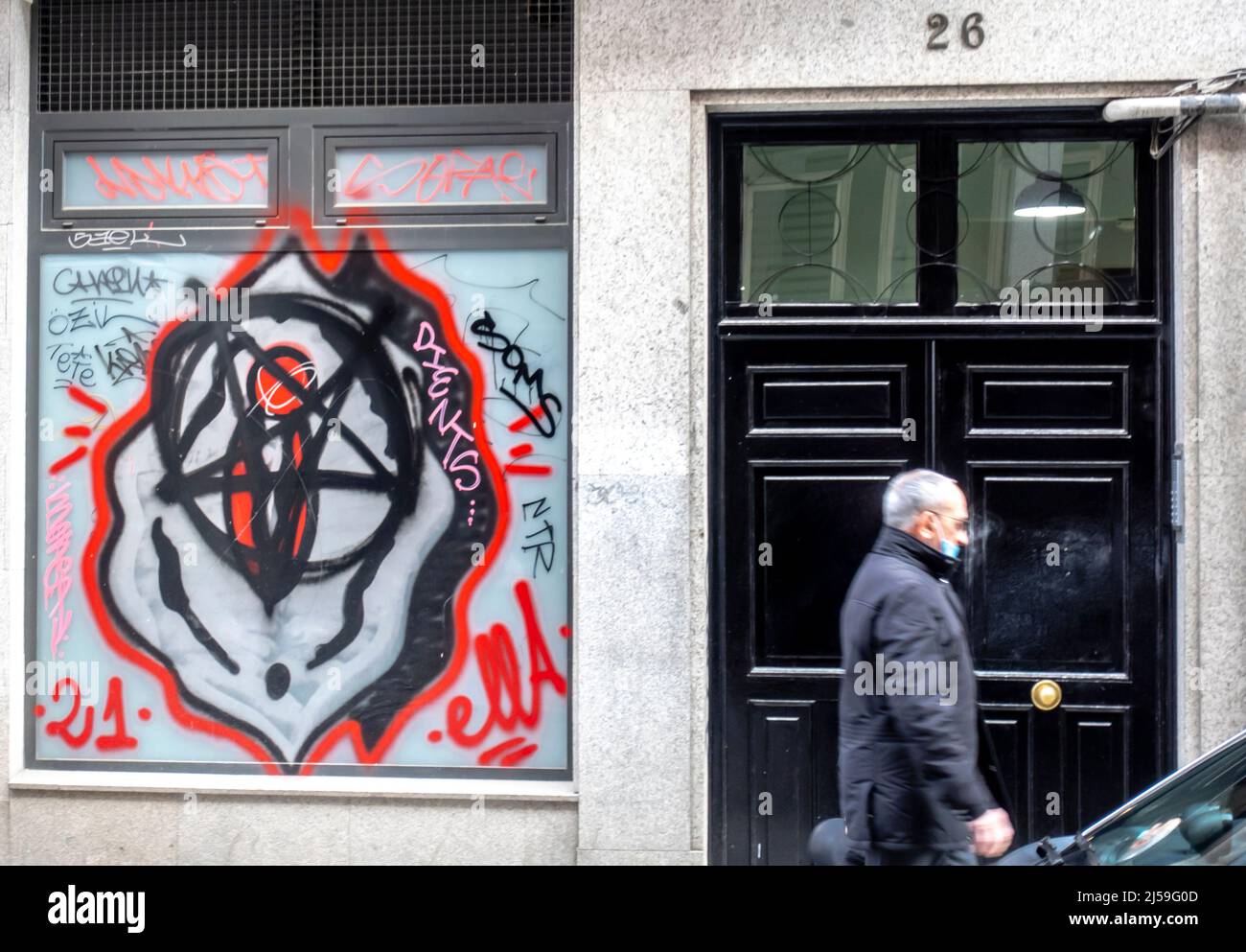 Satanic pentagram five-pointed star inverted graffiti street art in Pl ...