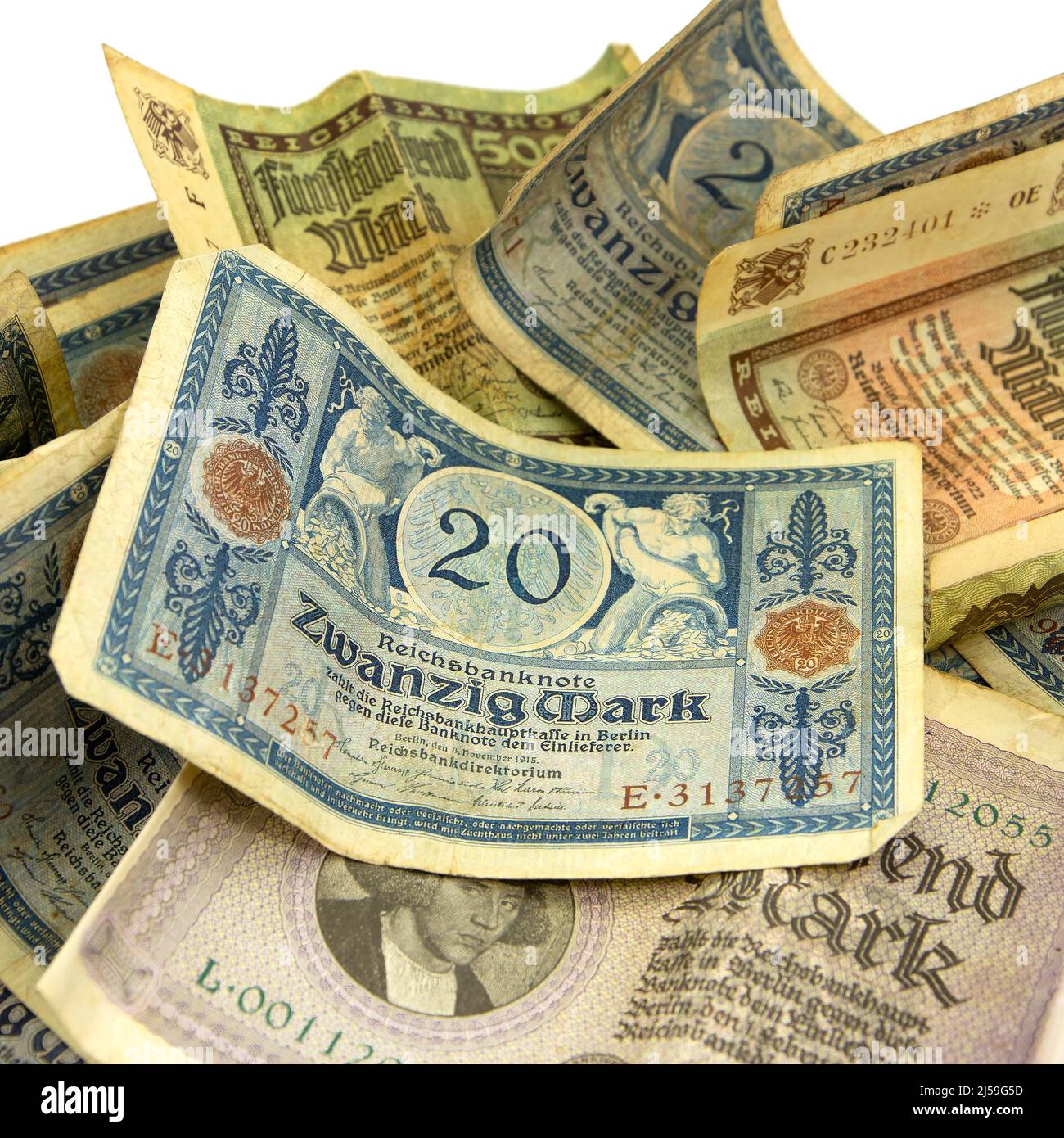German Reich banknotes against a white background Stock Photo - Alamy