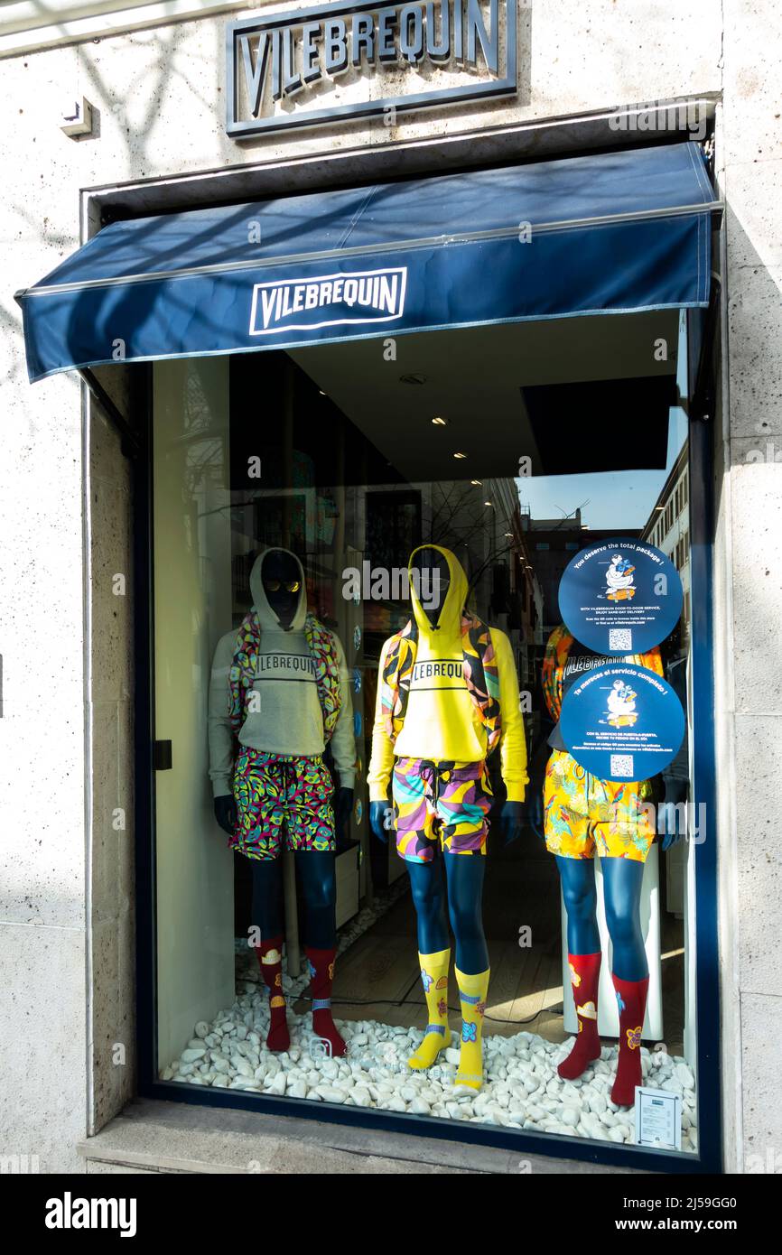 Vilebrequin shop window in Madrid, Spain. A French luxury brand ...