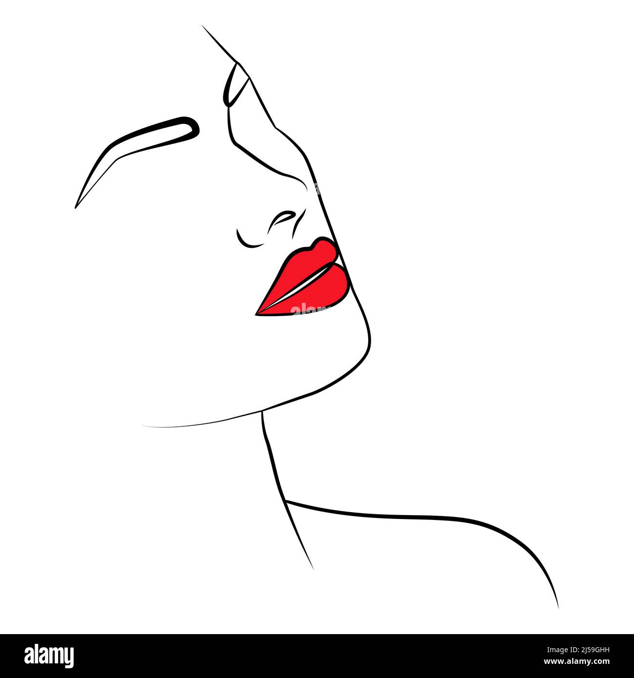 Drawing an abstract face with a seamless pattern with red lips ...