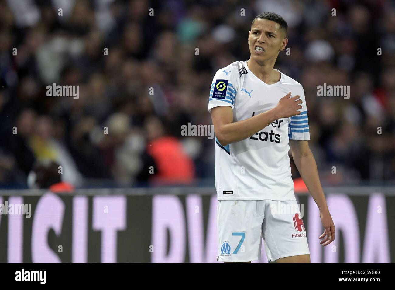 PARIS - Amine Harit of Olympique de Marseille during the French Ligue 1 ...