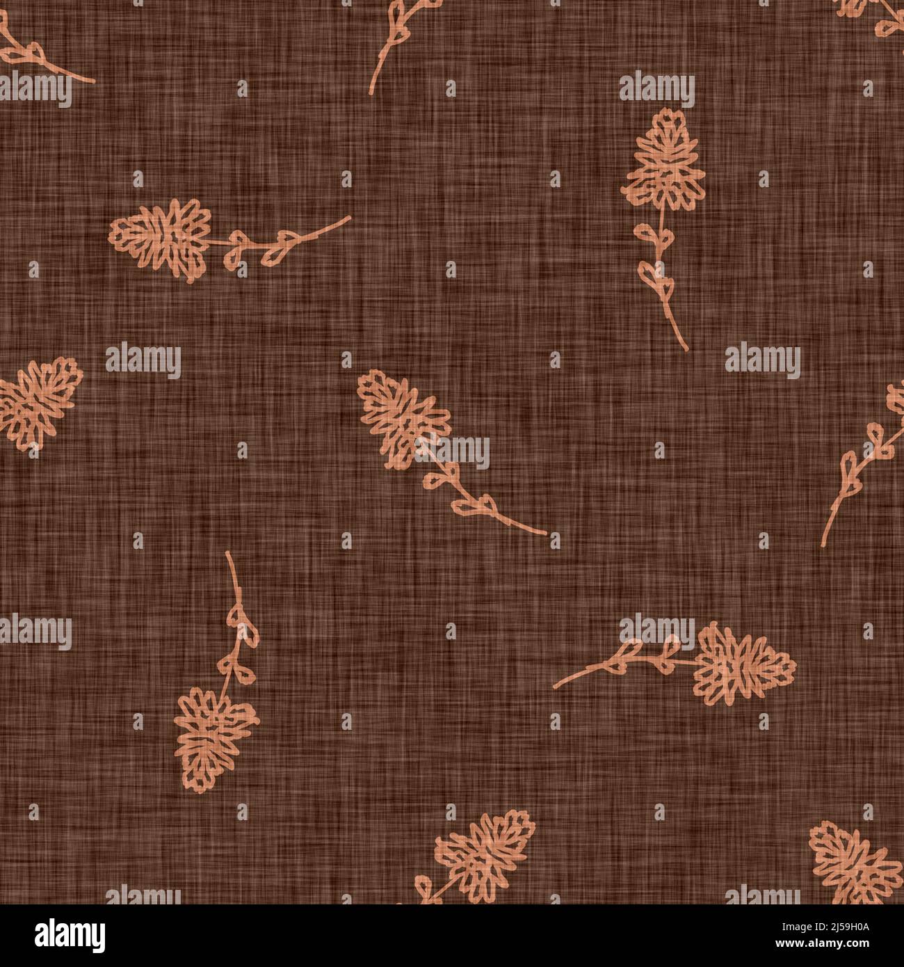 Seamless minimalist doodle flower pattern background. Calm two tone ...
