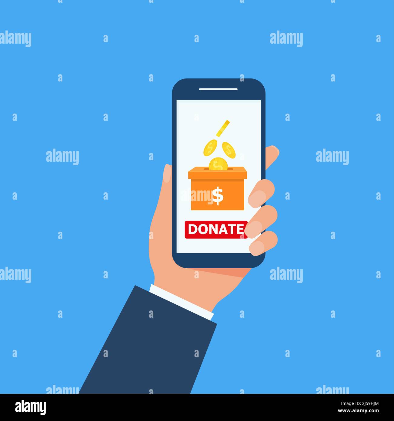Man hand donating money Stock Vector Images - Alamy
