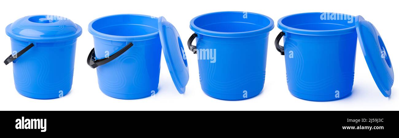 Plastic bucket with handle isolated on white background Stock Photo - Alamy