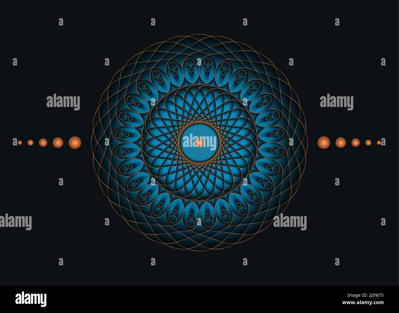Sacred Geometry Mandala, blue flower gold meditative circle icon ...