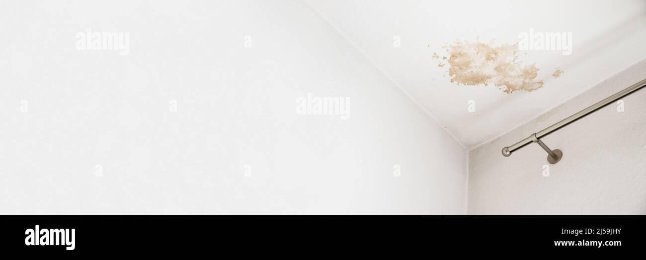 Ceiling Damaged By Water Leak At Home Stock Photo - Alamy