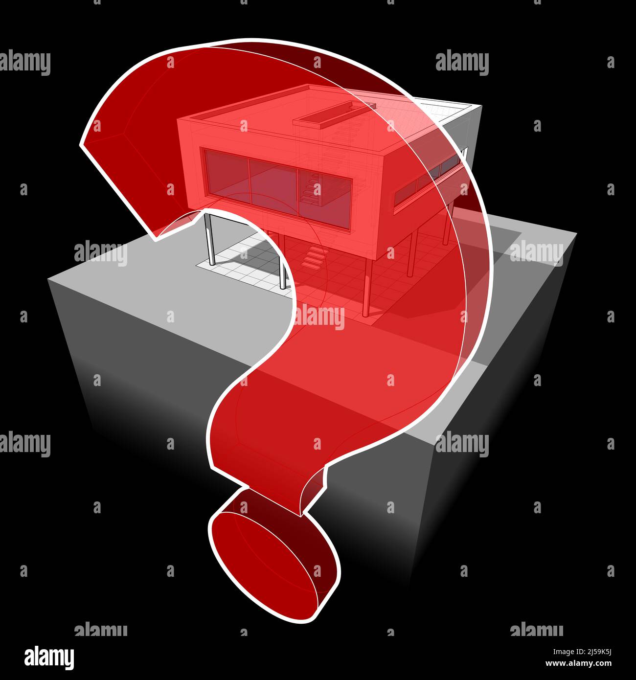 diagram of a modern house and question mark (another house diagram from ...