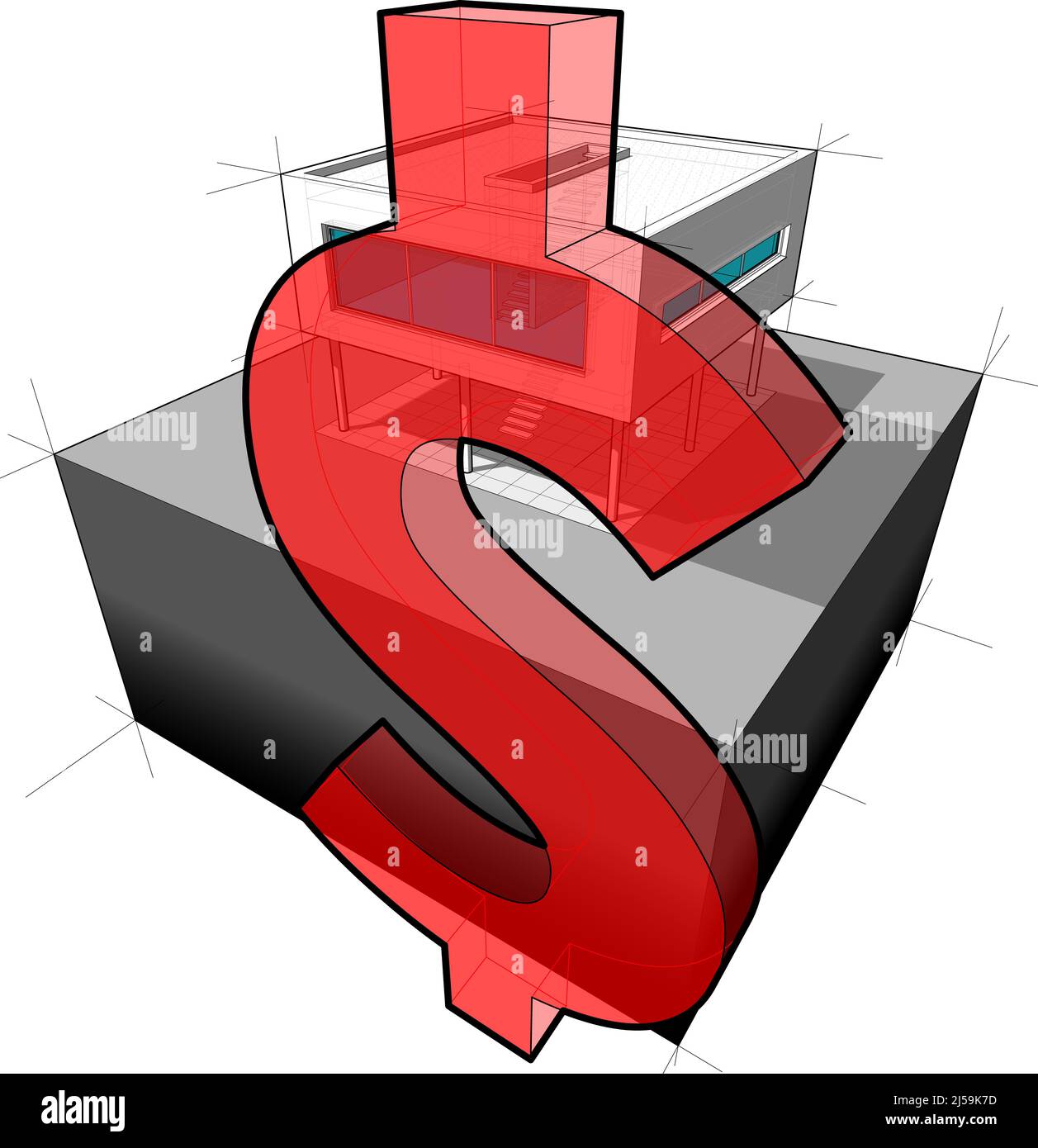 diagram of a modern house and dollar sign Stock Photo - Alamy