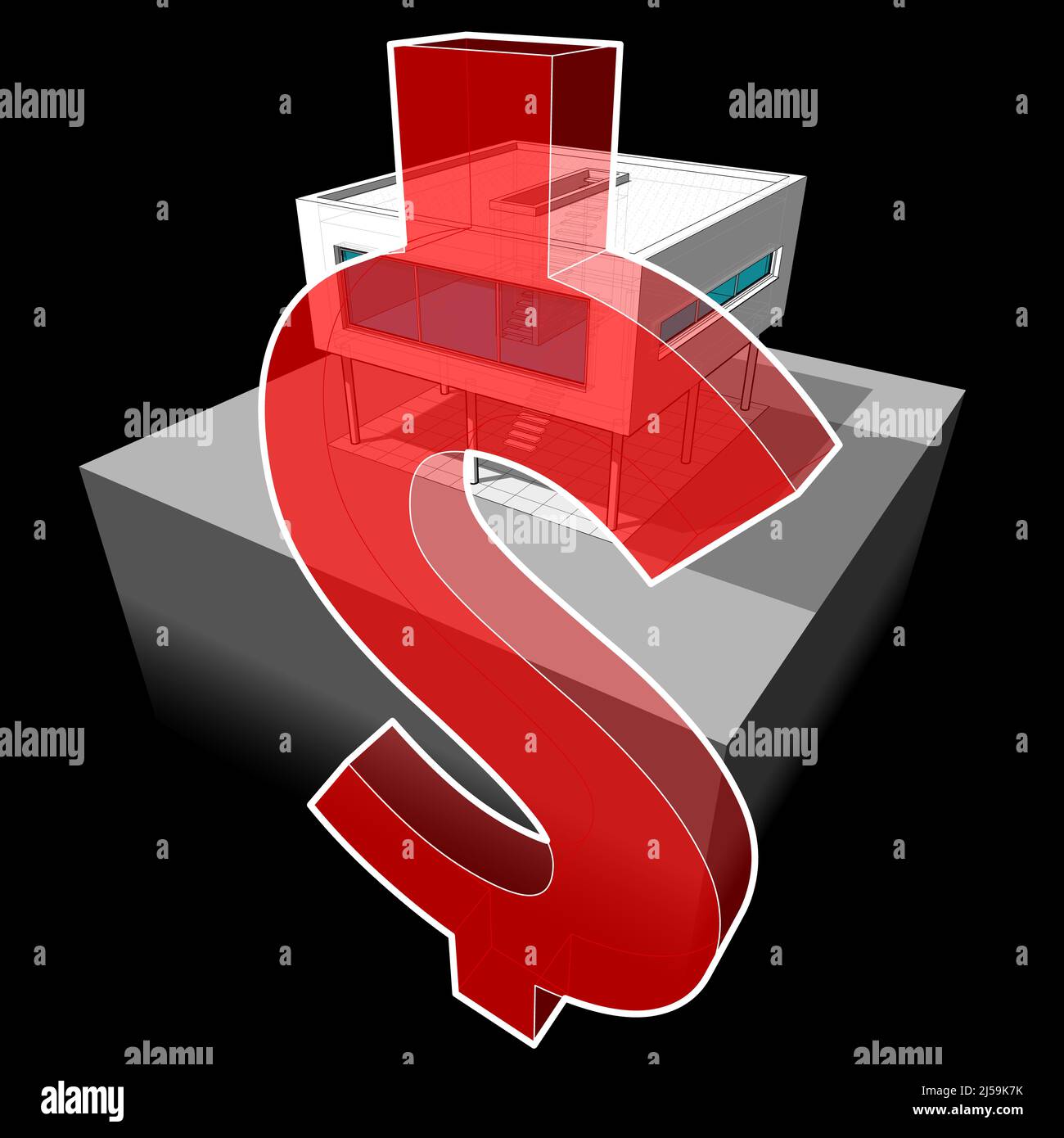 diagram of a modern house and dollar sign Stock Photo - Alamy