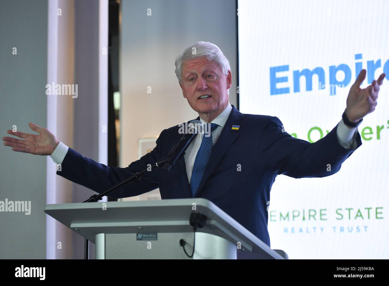 Former US President Bill Clinton attends a press conference to announce ...