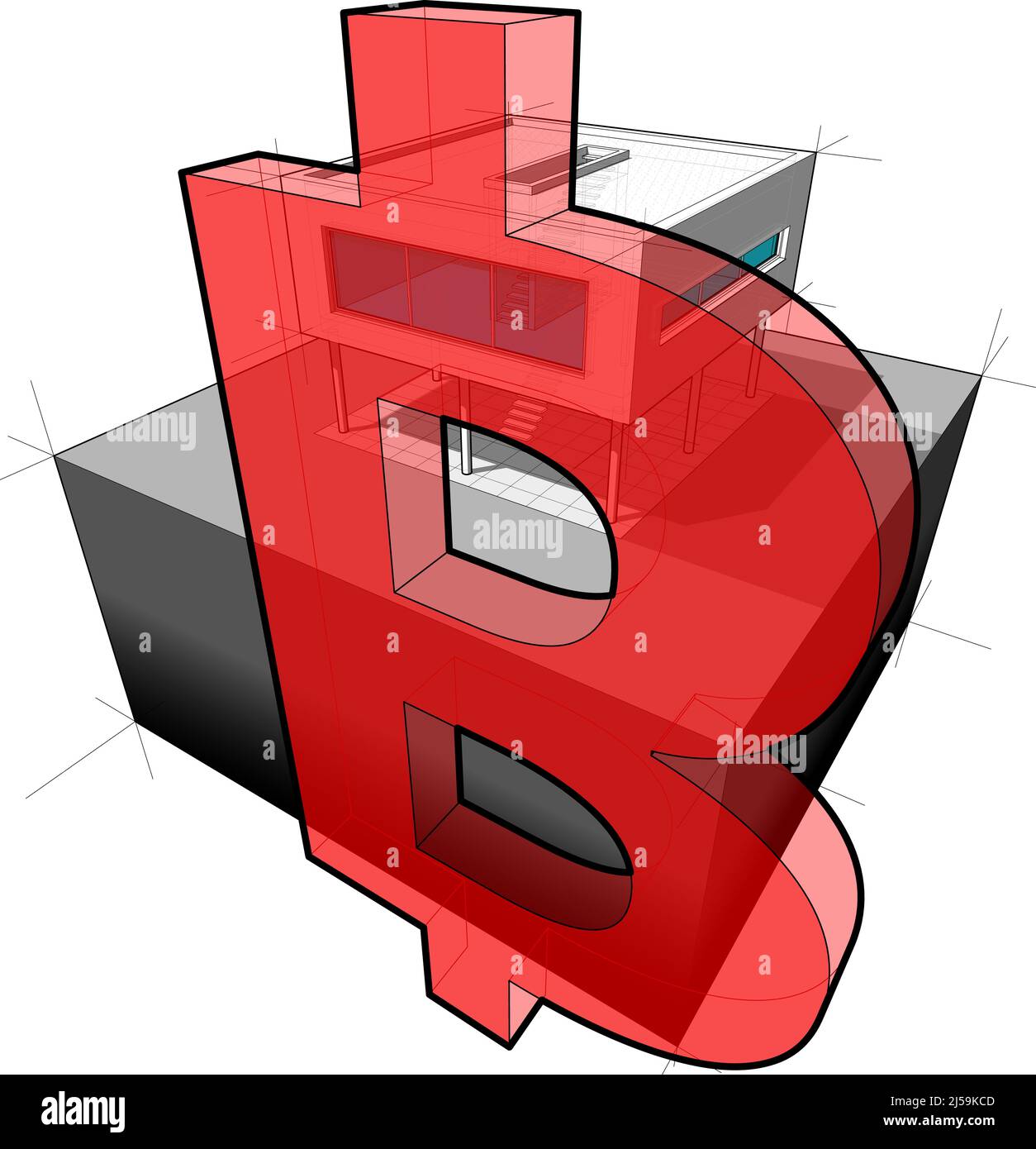 diagram of a modern house and bitcoin sign Stock Photo - Alamy