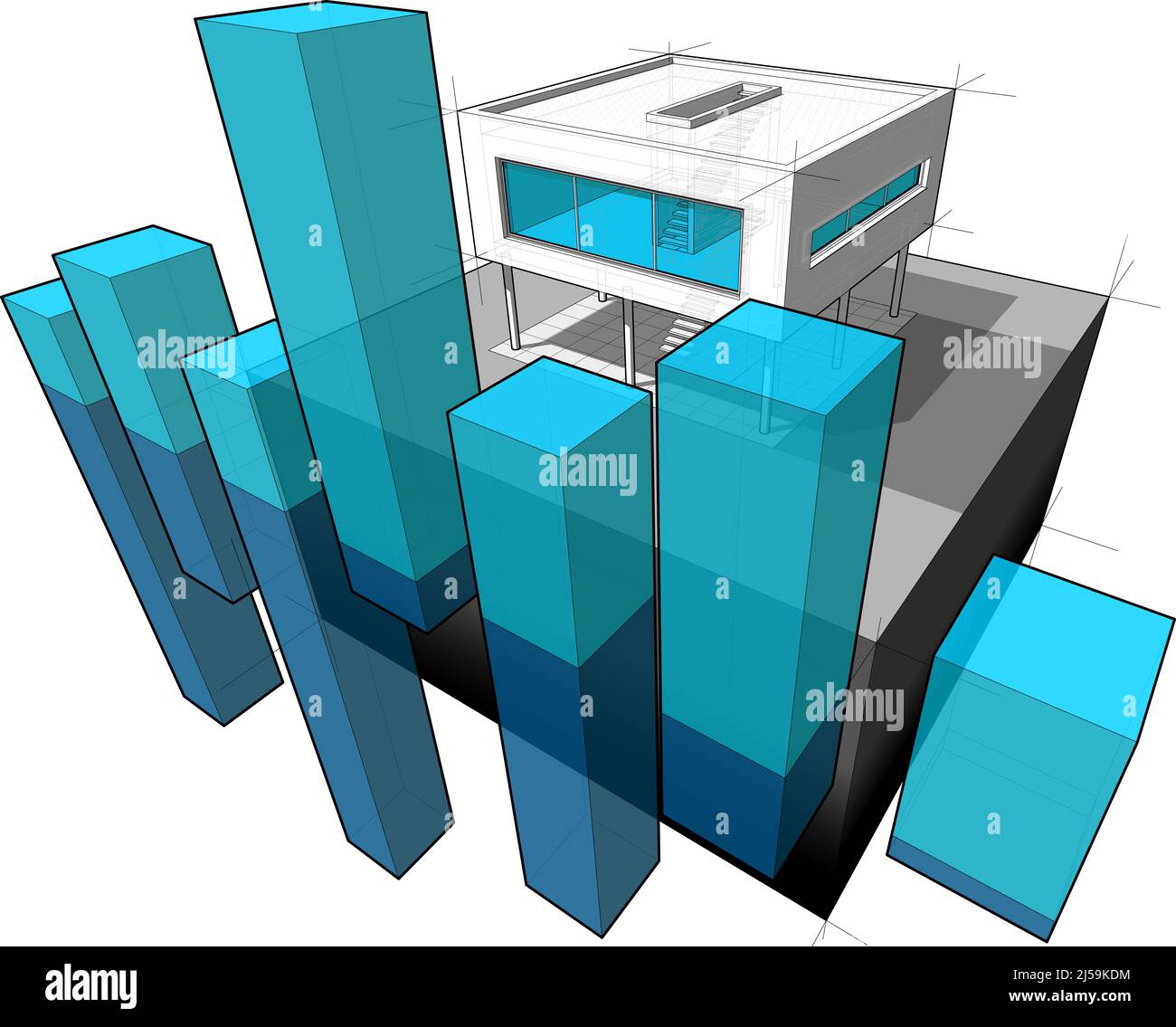 diagram of a modern house with abstract business diagram Stock Photo ...