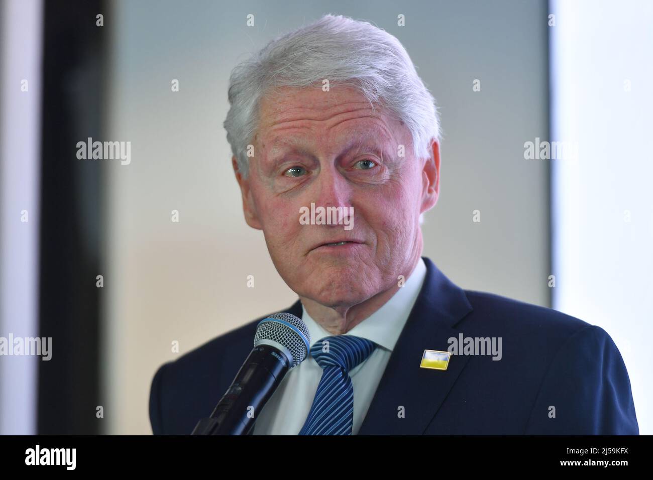 Former US President Bill Clinton attends a press conference to announce ...