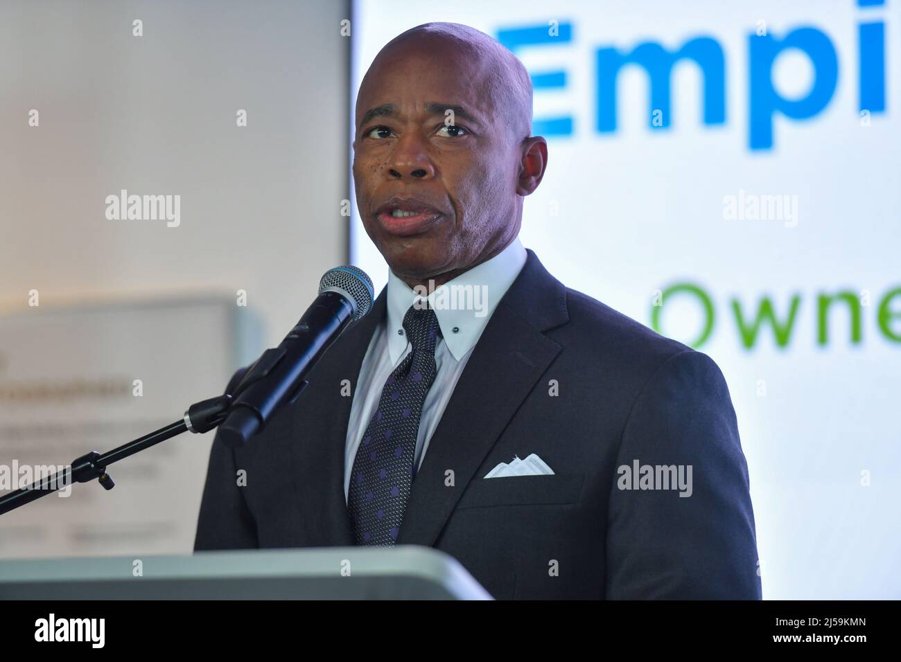 New York City Mayor Eric Adams attends a press conference to announce ...