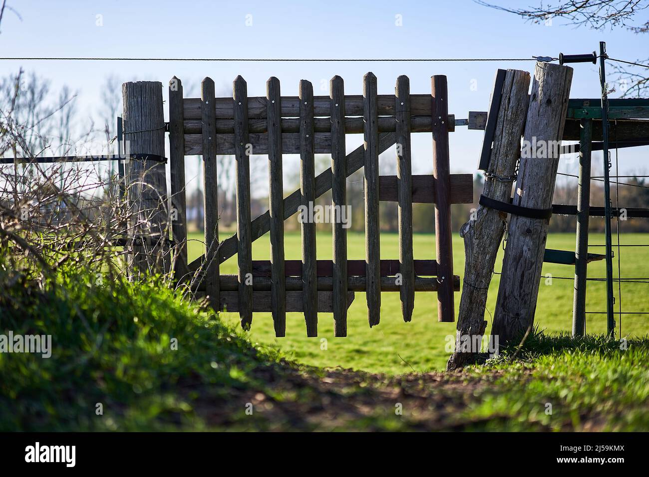 Path blocked by Field Gate Stock Photo - Alamy