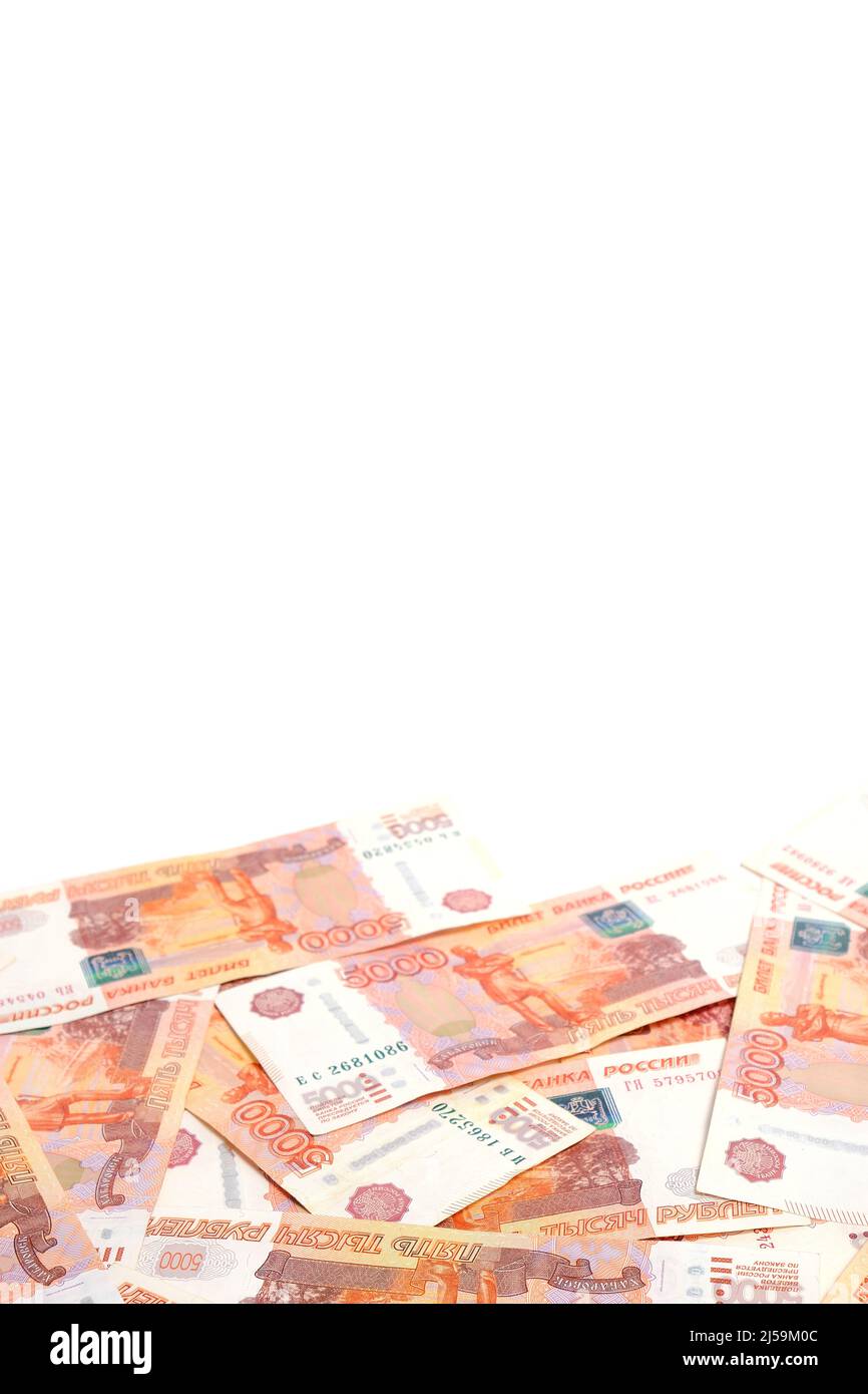 Banknotes Russian ruble with face value five thousand rubles white ...