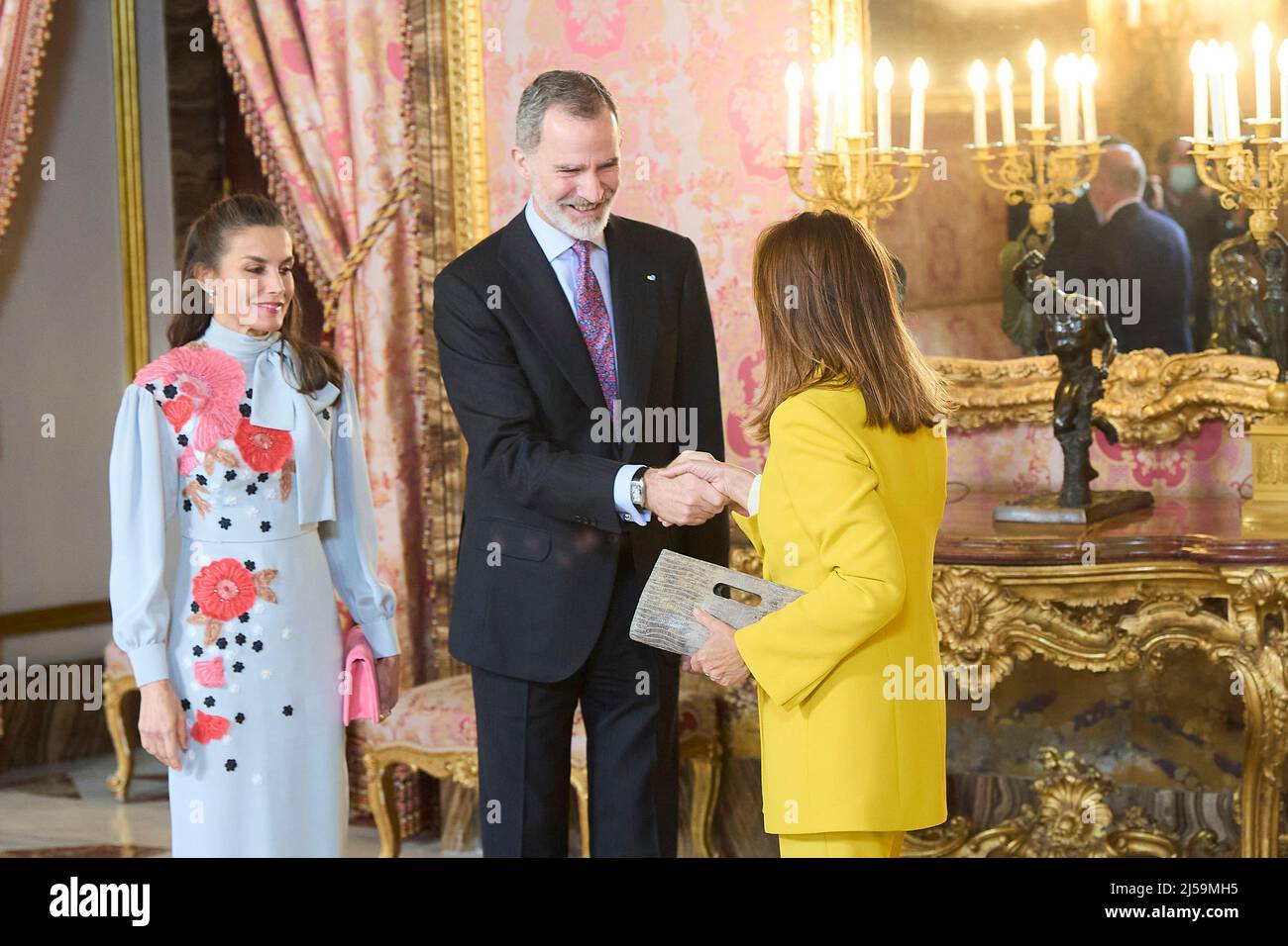 21-04-2022 Madrid Queen Letizia and King Felipe with Maria Duenas ...