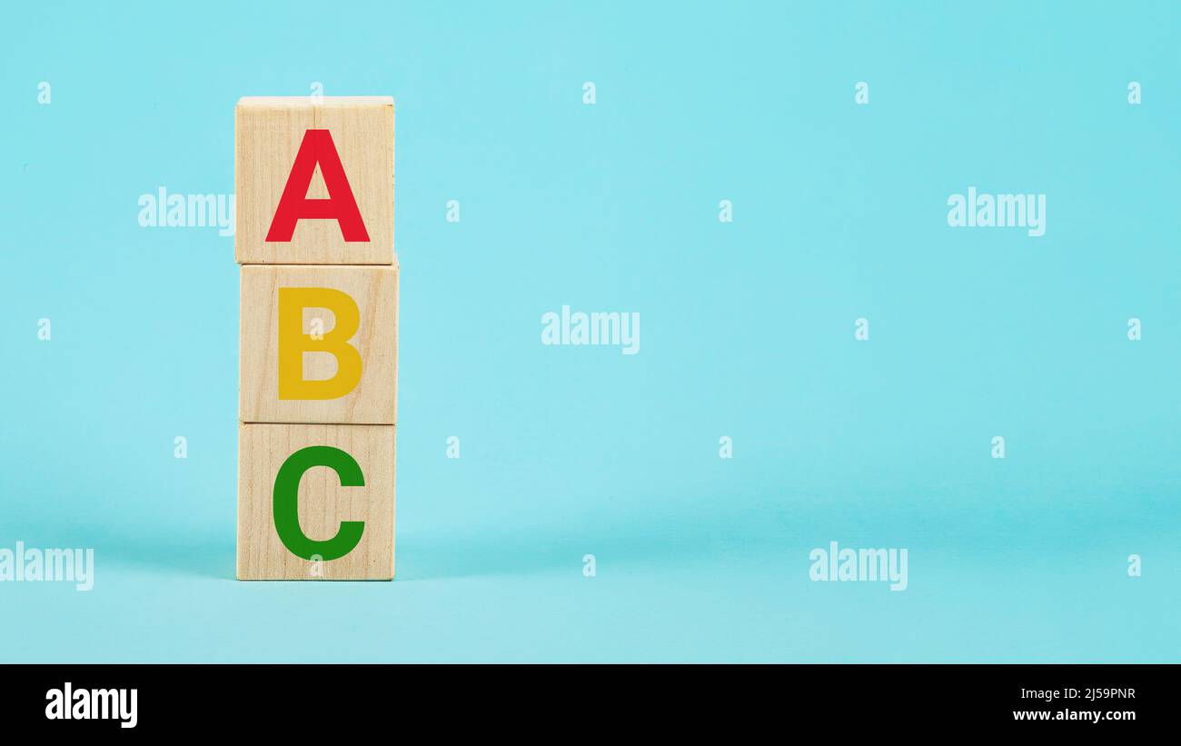 ABC on wooden blocks. ABC letters alphabet on wooden cube blocks Stock ...