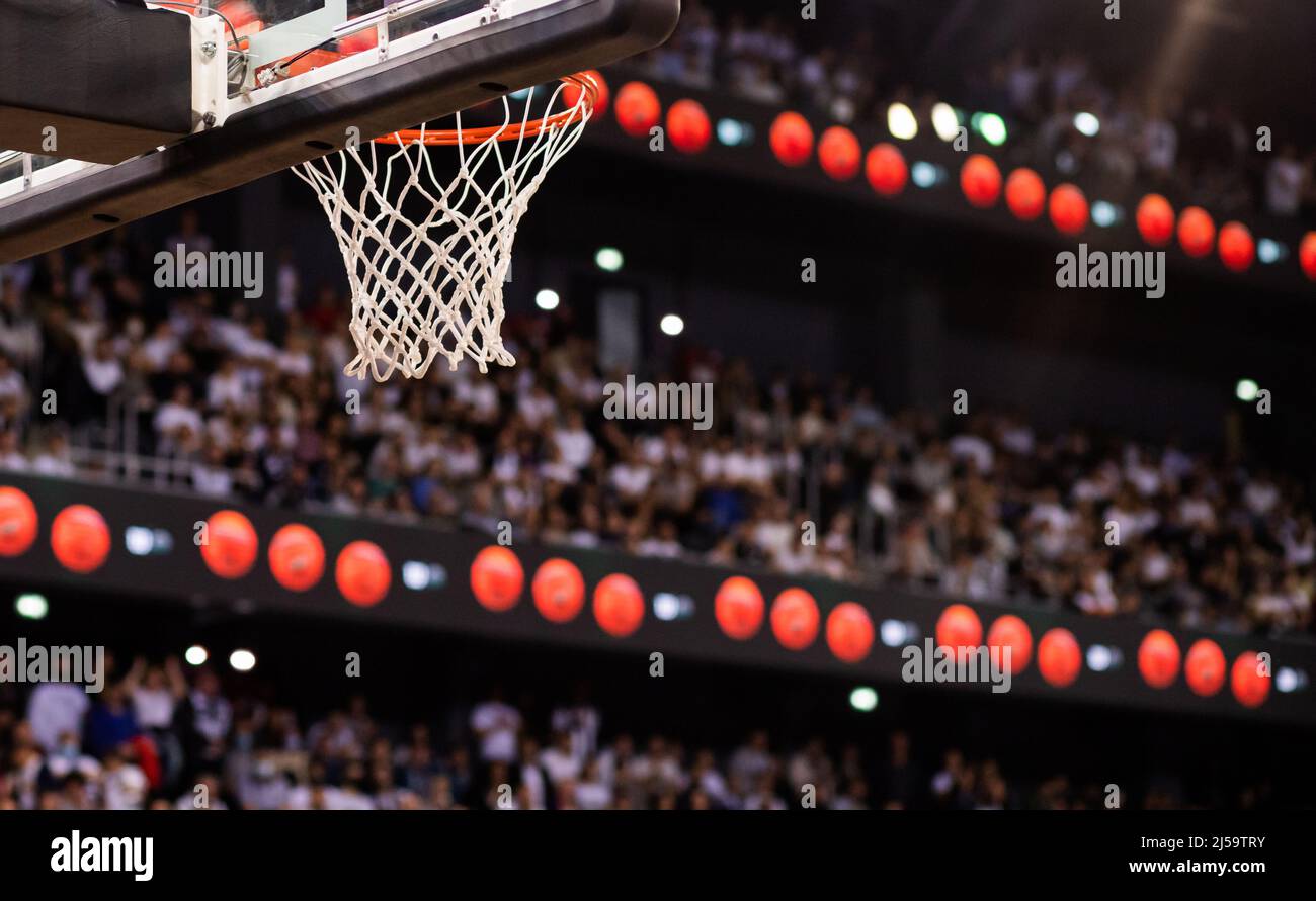 basketball game ball in hoop Stock Photo - Alamy