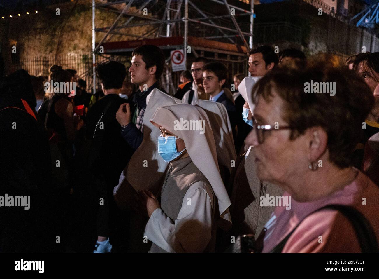 Easter ceremony and torchlight procession at the foot of the hill in ...