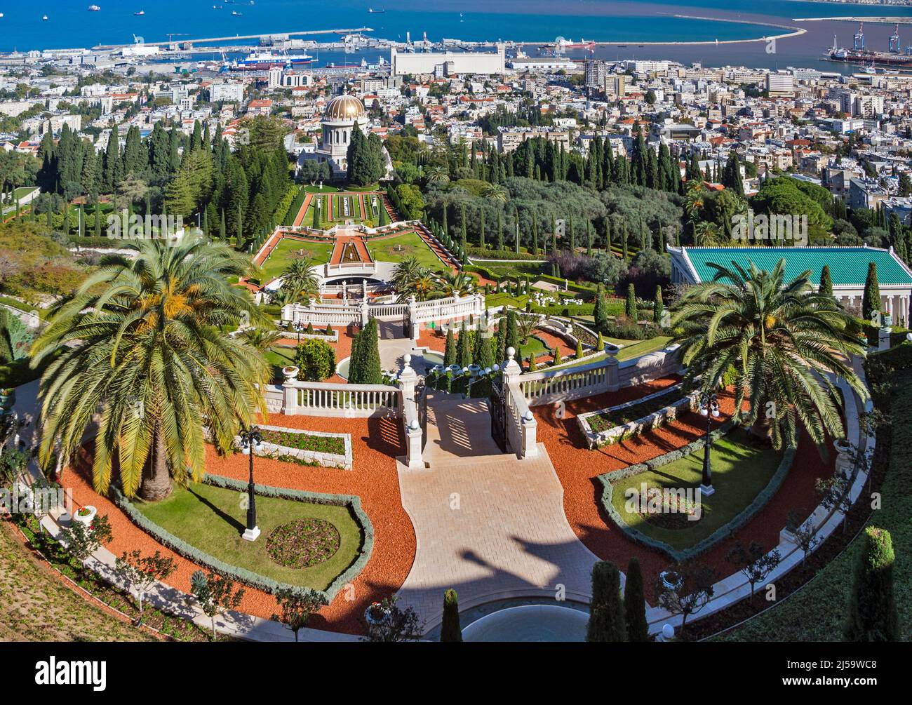 Israel - Haifa - The beautiful wide spring panorama of the city from ...