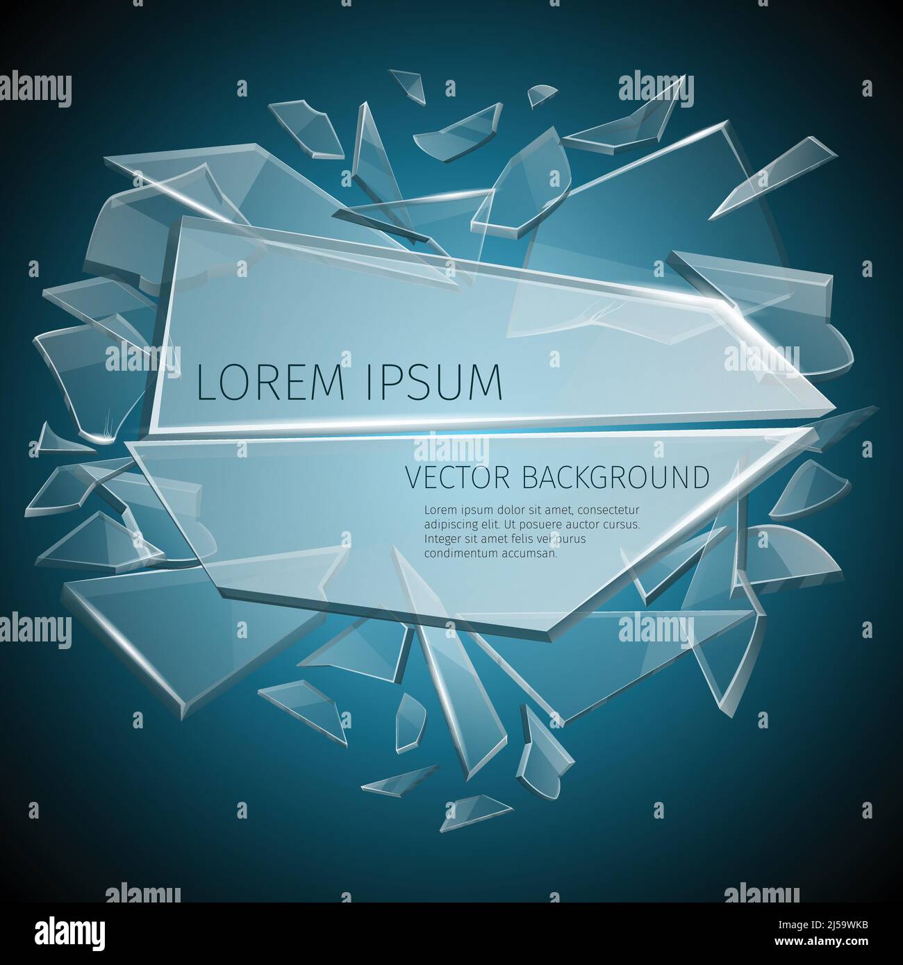 Broken glass label vector design. Part of glass transparent and ...