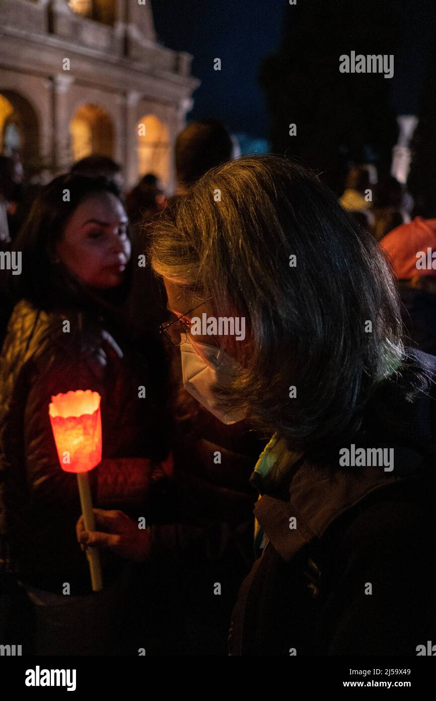 Easter ceremony and torchlight procession at the foot of the hill in ...