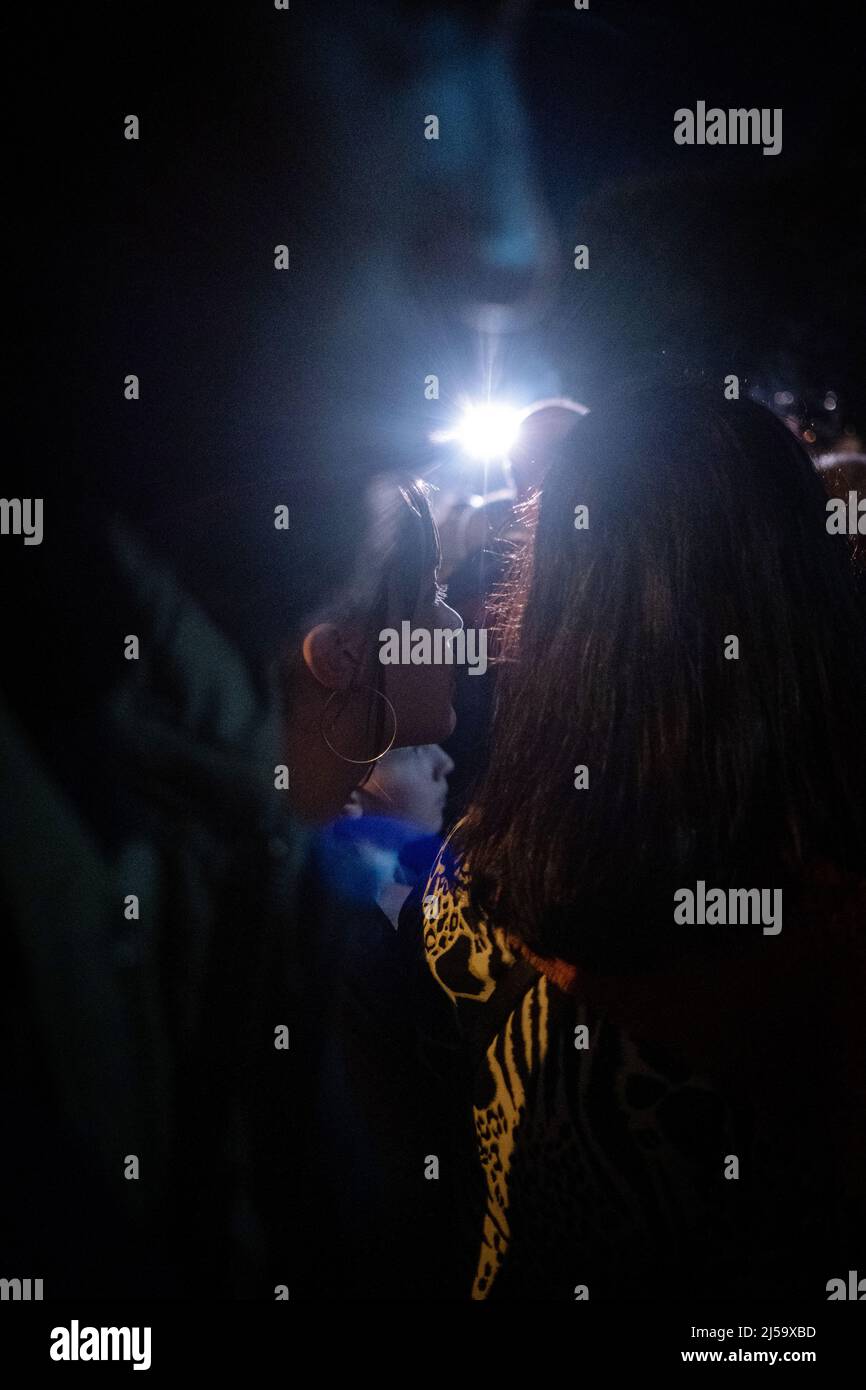 Easter ceremony and torchlight procession at the foot of the hill in ...