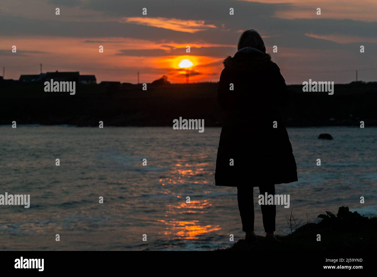 Stradbally, Co. Kerry, Ireland. 21st Apr, 2022. The sun sets over ...