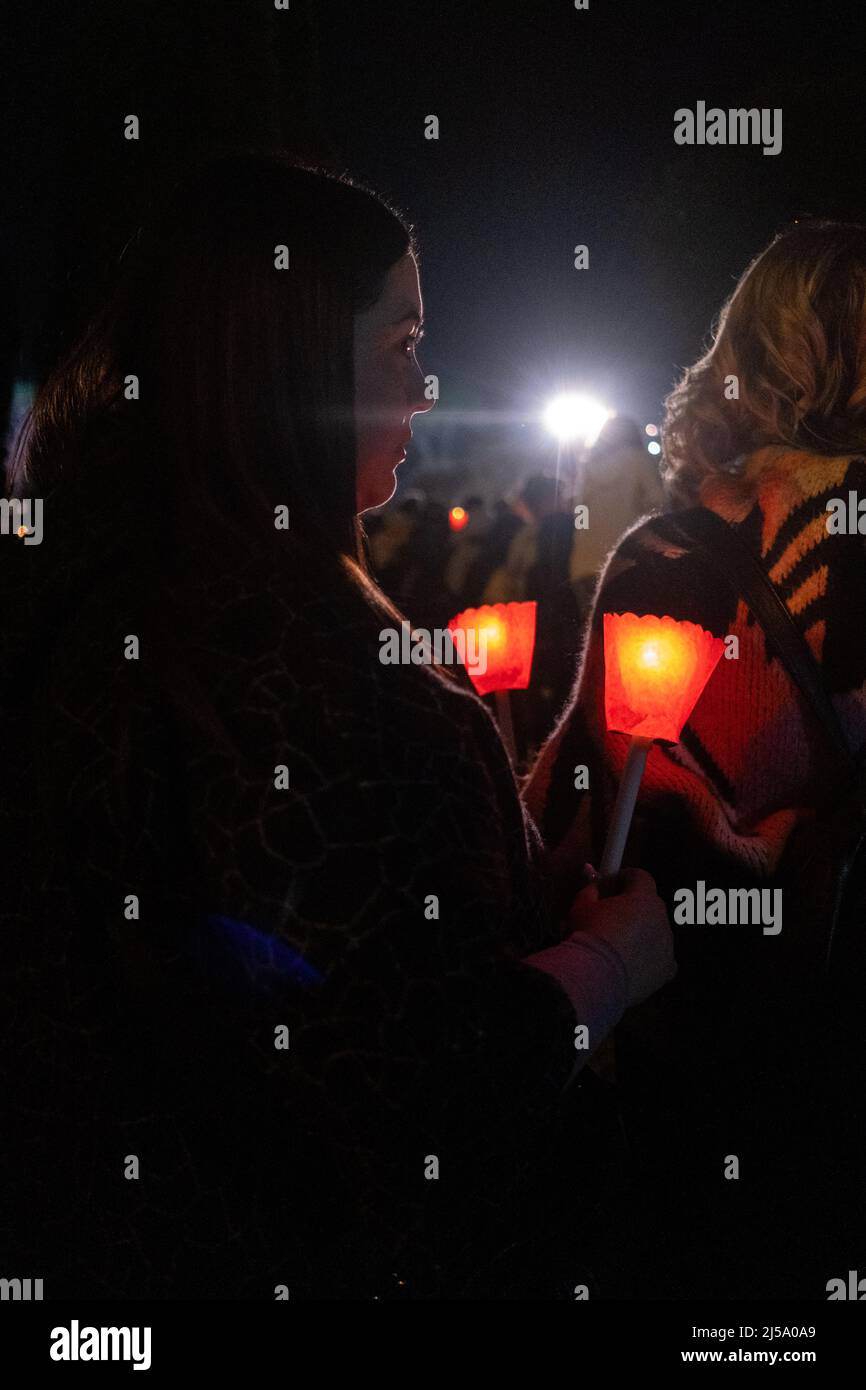 Easter ceremony and torchlight procession at the foot of the hill in ...