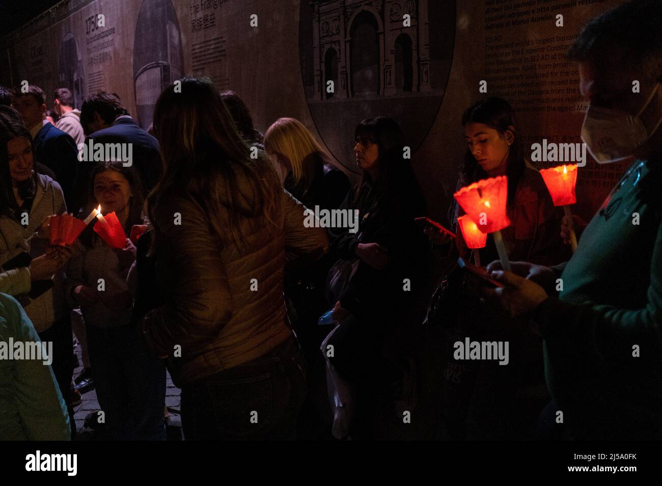 Easter ceremony and torchlight procession at the foot of the hill in ...