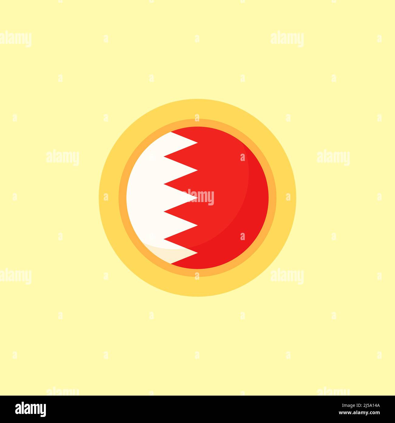 Flag of Bahrain with round frame. Flat design style Stock Vector Image ...