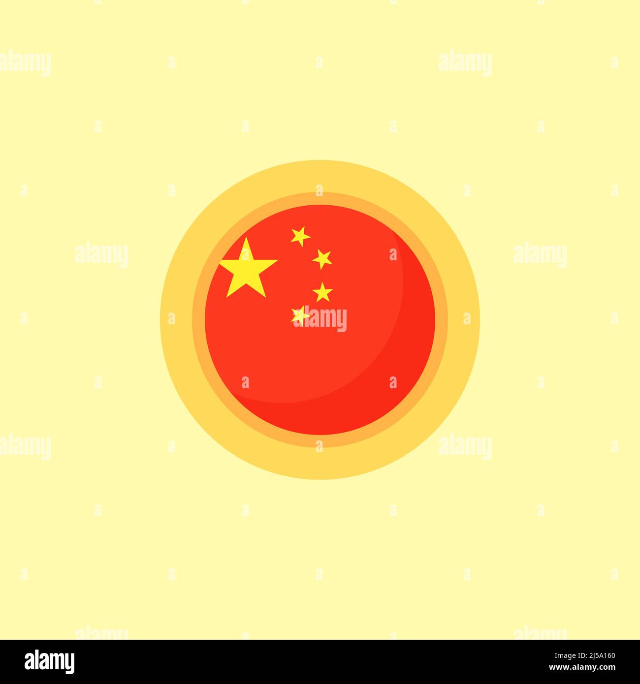 Flag of China with round frame. Flat design style Stock Vector Image ...