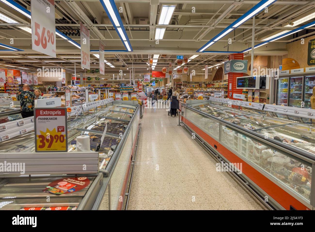 Beautiful view of interior view of ICA supermarket. Europe. Sweden ...