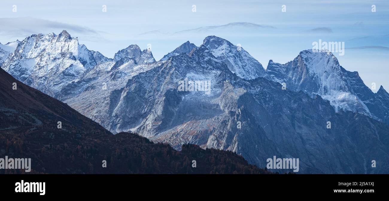 autumn in the Swiss Alps with its colors, mountains, glaciers and ...