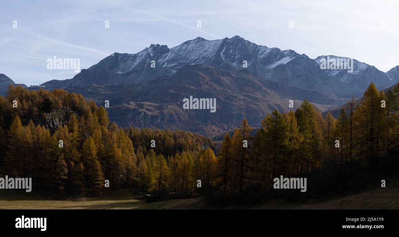 autumn in the Swiss Alps with its colors, mountains, glaciers and ...