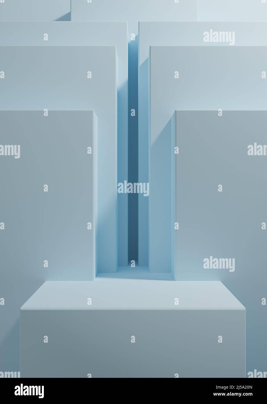 Light, pastel, baby blue 3D rendering simple, minimal, geometric ...