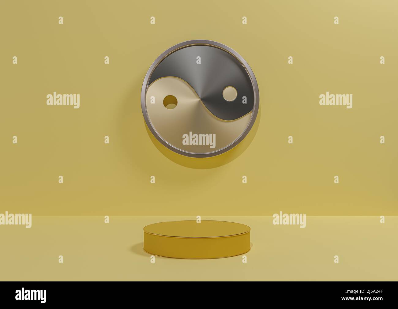 Warm, light, bright, pastel yellow 3D rendering product display ...
