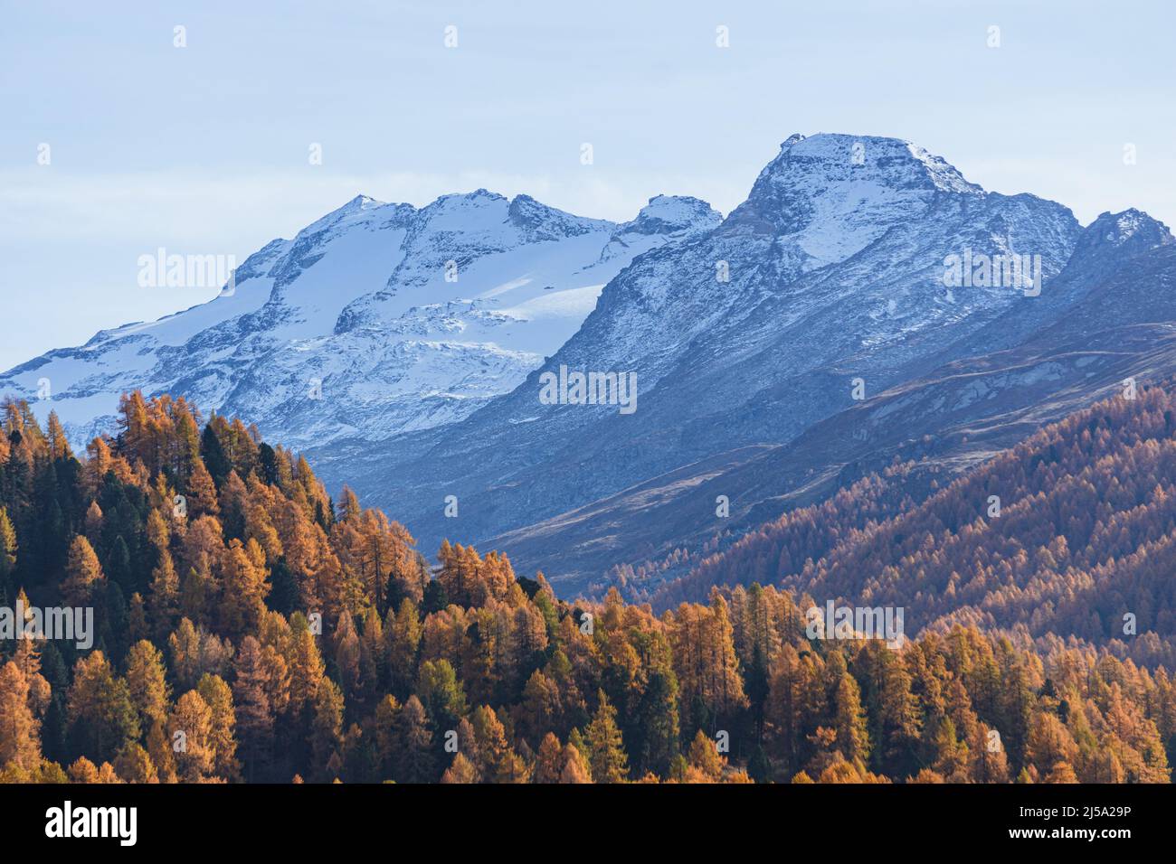 autumn in the Swiss Alps with its colors, mountains, glaciers and ...