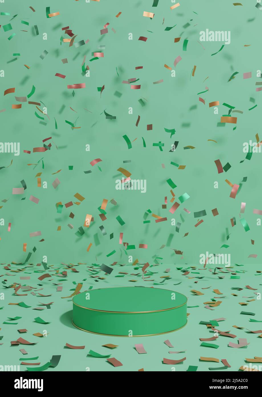 Bright turquoise green 3D rendering product display pedestal stand anniversary products ...