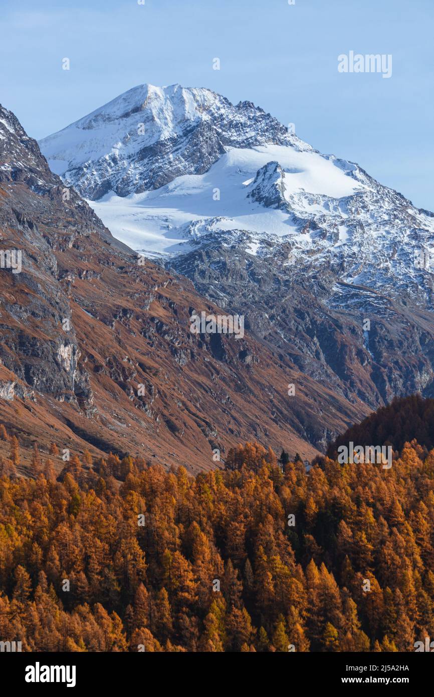 autumn in the Swiss Alps with its colors, mountains, glaciers and ...
