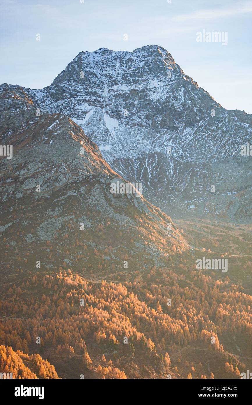 autumn in the Swiss Alps with its colors, mountains, glaciers and ...