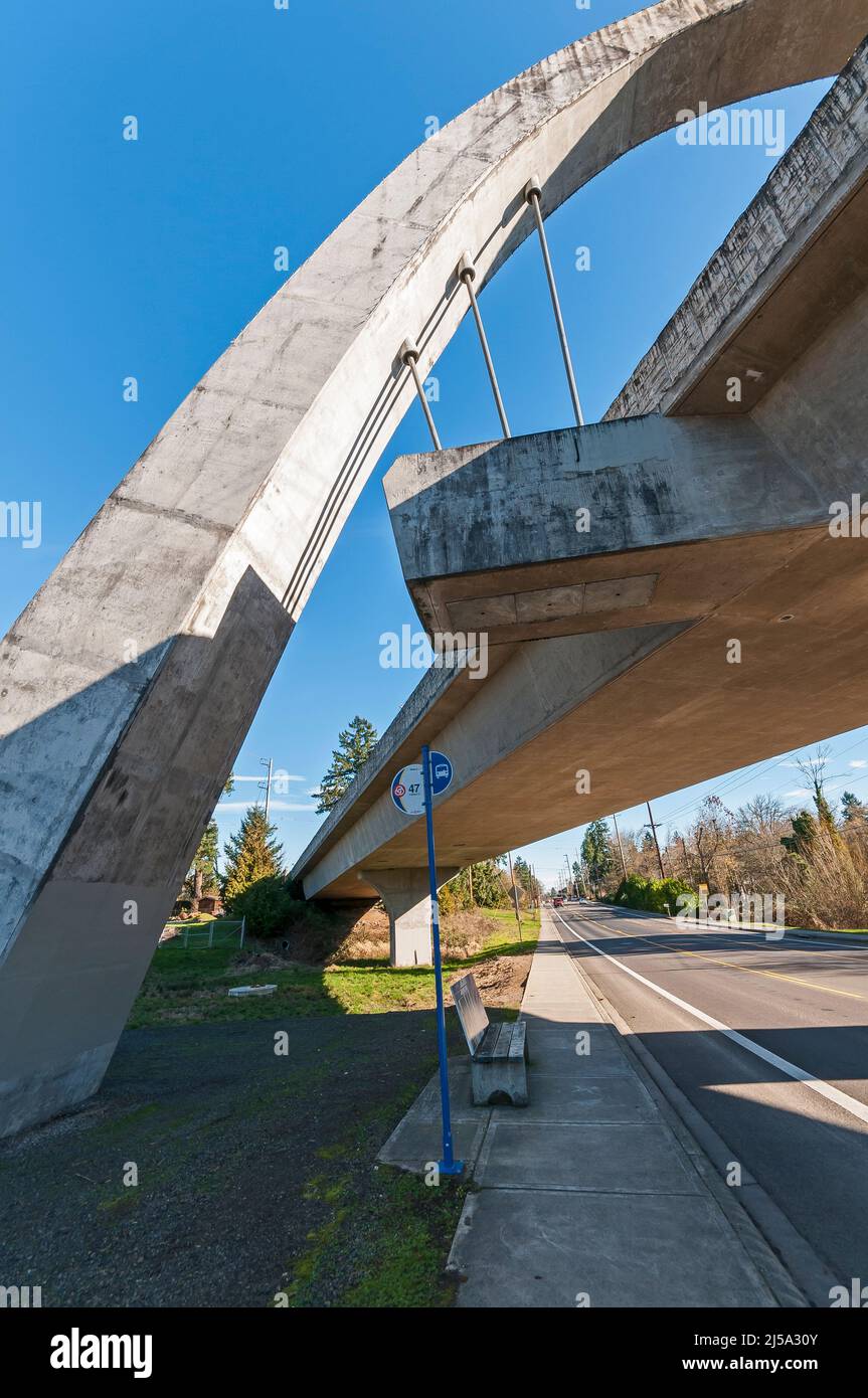 Hillsboro MAX Main Street Arch Bridge in Hillsboro, Oregon Stock Photo ...