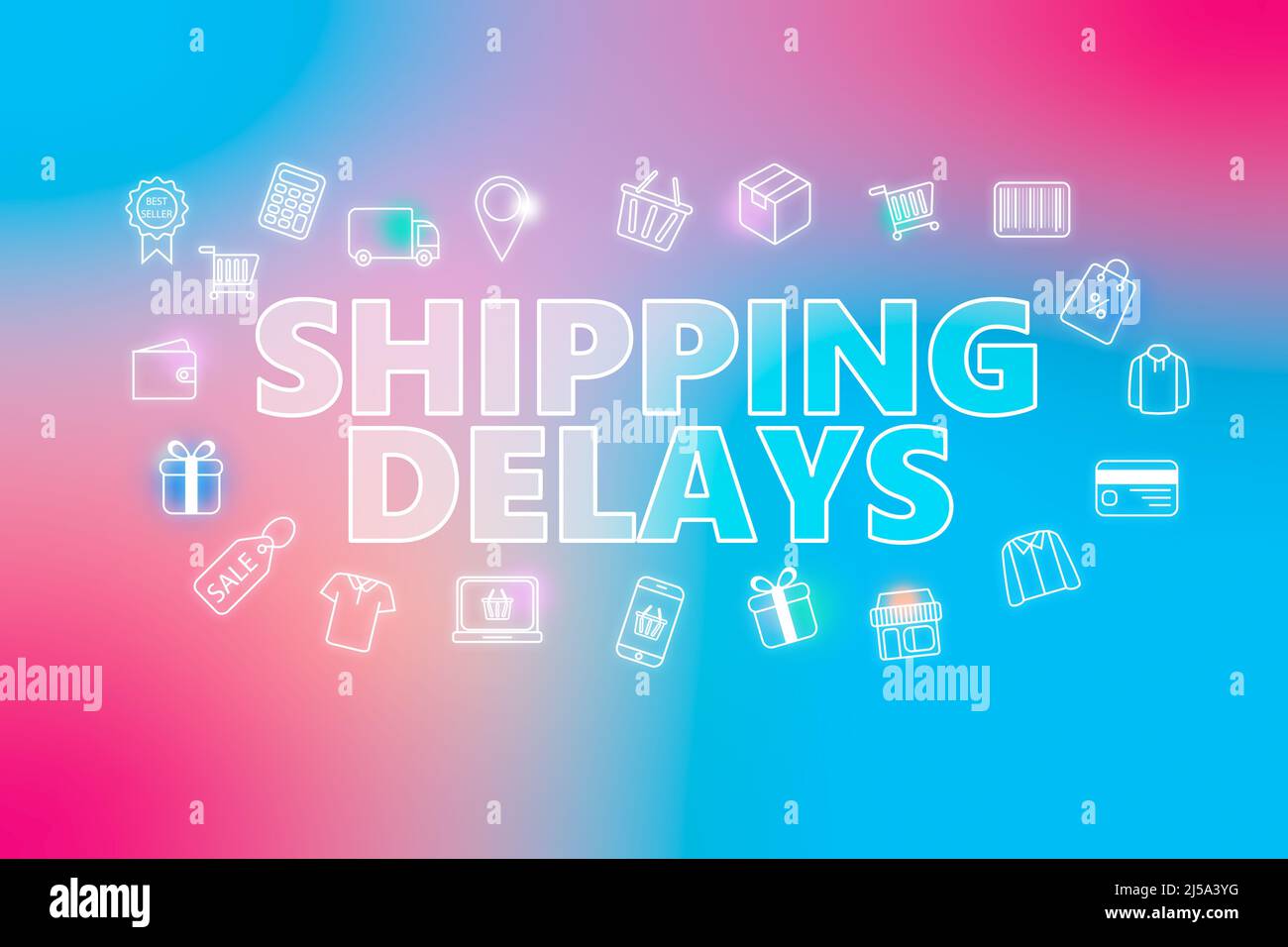 Shipping Delays - ecommerce web banner on blue and pink background ...