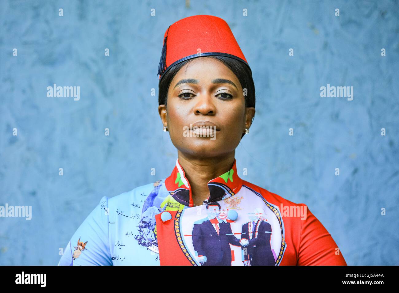 London, UK. 21st Apr, 2022. Models wear the colourful 'Askari Costumes ...