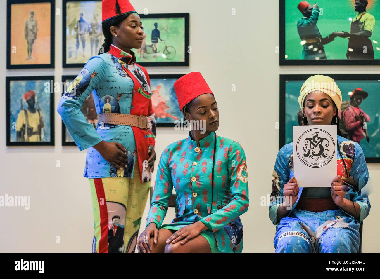 London, UK. 21st Apr, 2022. Models wear the colourful 'Askari Costumes ...