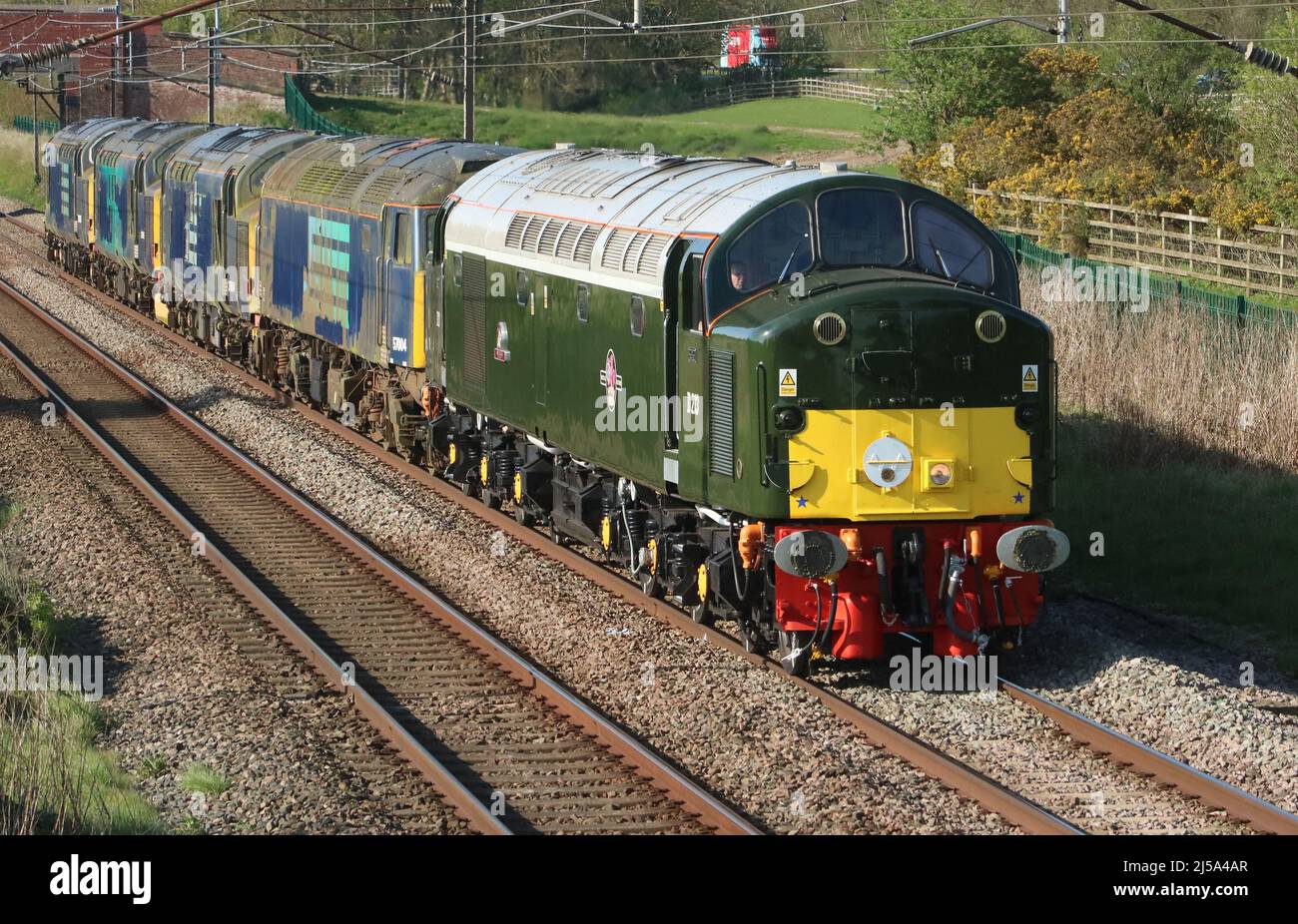 Unusual movement locos, WCML, D213 (40013) Andania, leading 57004 ... Unusual movement locos, WCML, D213 (40013) Andania, leading 57004 ...